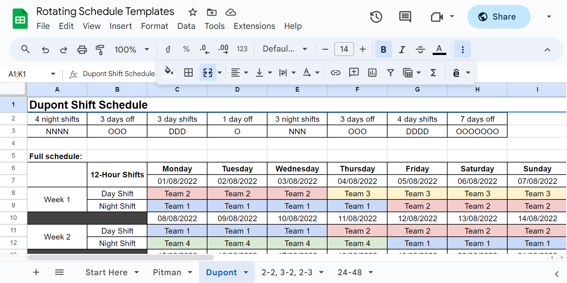 How to Create A Rotating Schedule Template