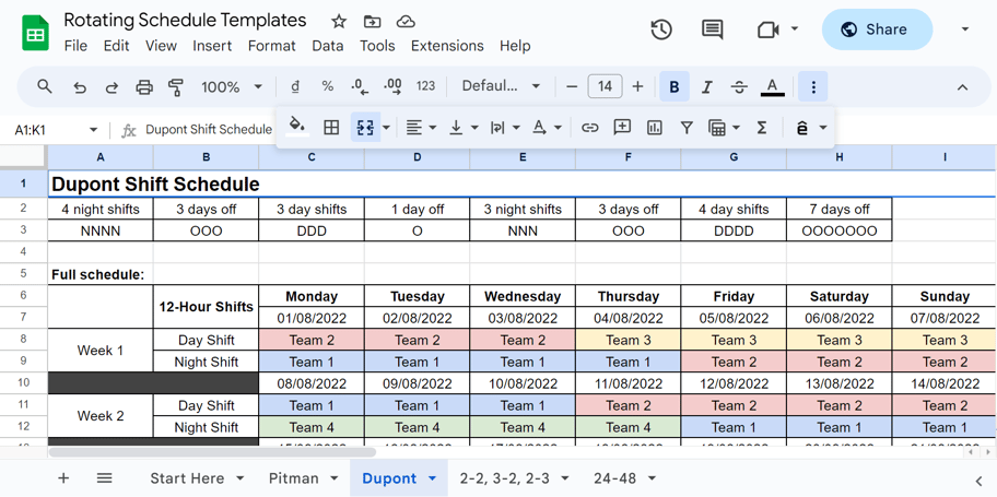 How to Create A Rotating Schedule Template